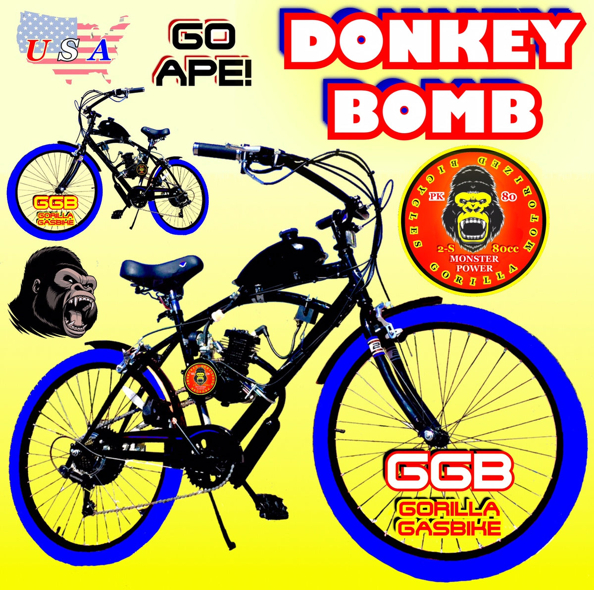 DONKEY BOMB TM COMPLETE DO-IT-YOURSELF 2-STROKE 66CC/80CC MOTORIZED 7 ...